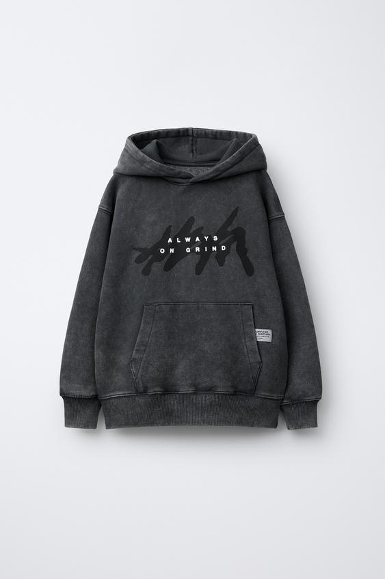 WASHED EFFECT GRAFFITI HOODIE - Dark anthracite | ZARA Ireland