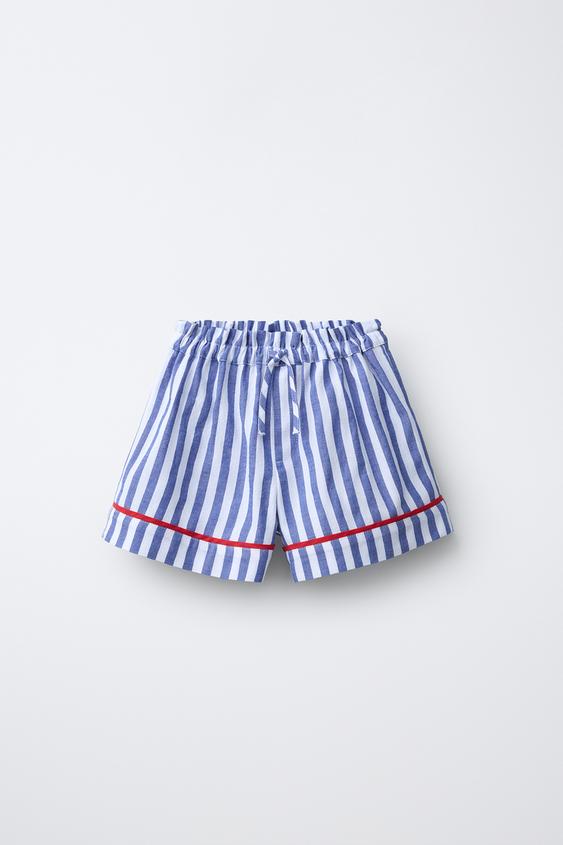 STRIPED PIPING SHORTS - Blue | ZARA United States