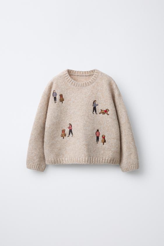 SUÉTER PUNTO BORDADOS CON LANA - Crudo | ZARA Mexico