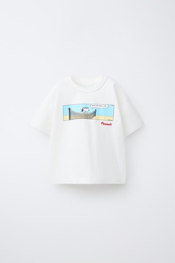 SNOOPY PEANUTS™ EMBROIDERED PRINT T-SHIRT - White | ZARA United States
