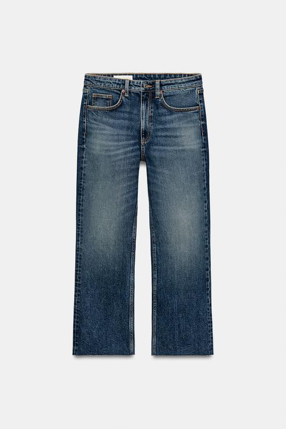 JEANS TRF CROPPED FLARE TIRO ALTO - Marino | ZARA Chile