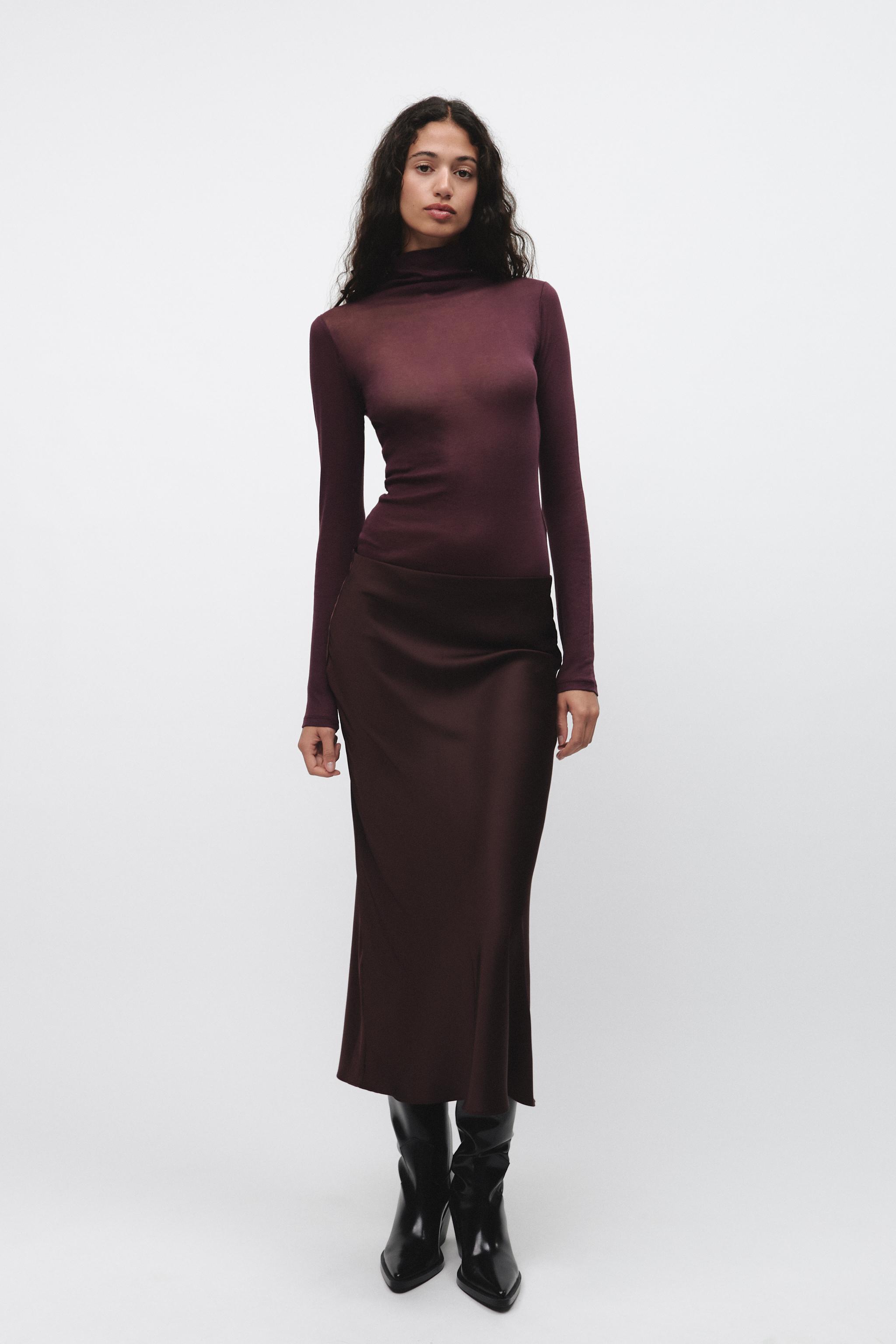FALDA MIDI SATINADA - Burgundy | ZARA Chile FALDA MIDI SATINADA - Burgundy | ZARA Chile