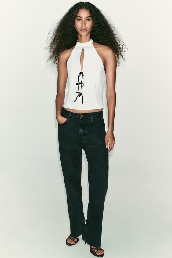 TOP HALTER FIOCCHI - Écru | ZARA Italia / Italy