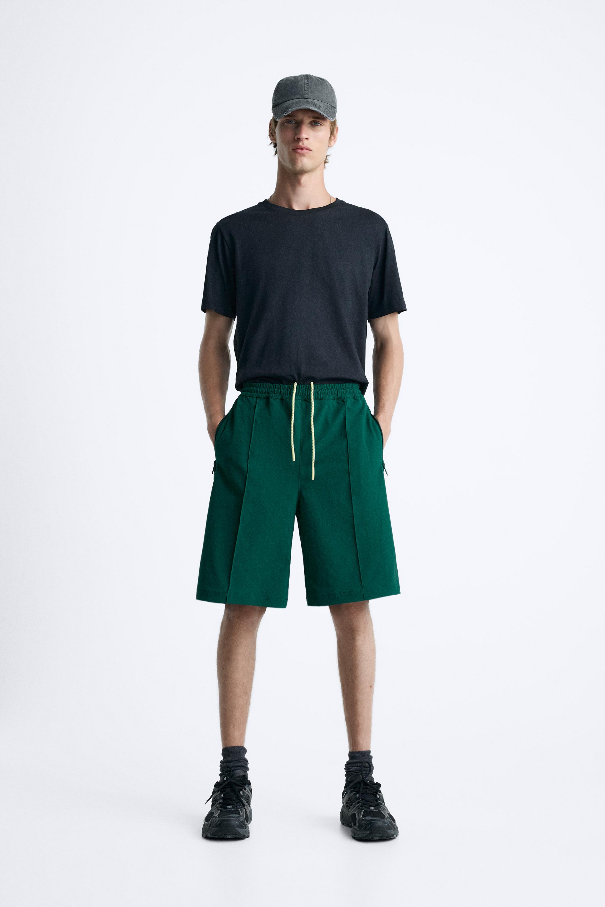 テクニカル バンド バミューダパンツ - グリーン | ZARA Japan テクニカル バンド バミューダパンツ - グリーン | ZARA Japan
