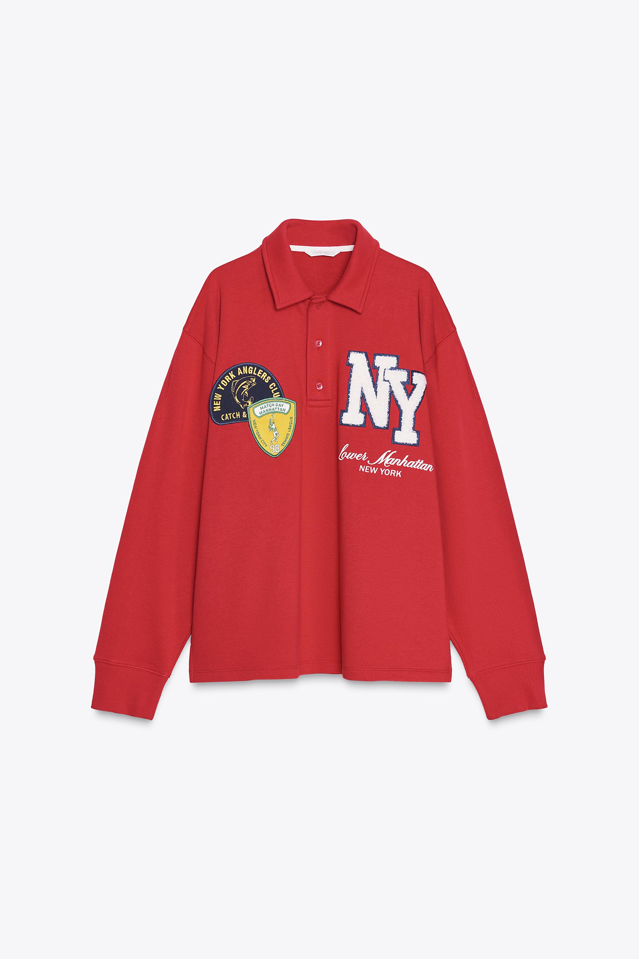 PATCH POLO SWEATSHIRT - Red | ZARA United States PATCH POLO SWEATSHIRT - Red | ZARA United States