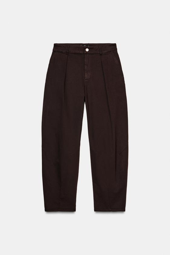 BALLOON TROUSERS WITH DARTS - Brown | ZARA Ireland
