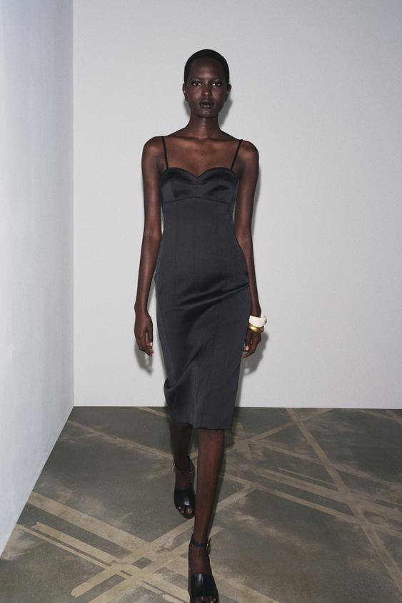 ZW COLLECTION MULTI-POSITION SATIN DRESS - Black | ZARA Canada