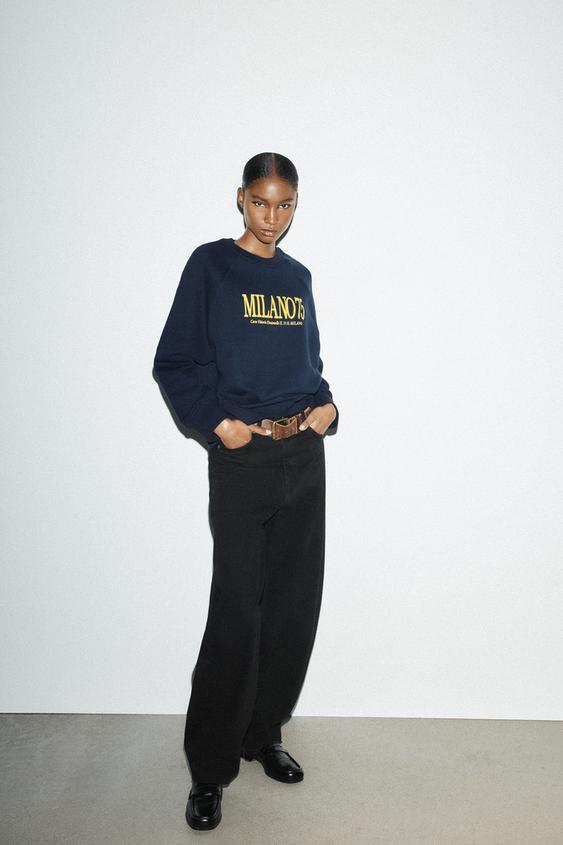 SLOGAN SWEATSHIRT - navy | ZARA South Africa