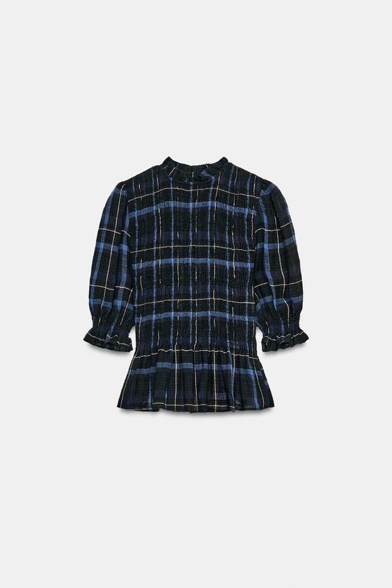 BLUSA XADREZ - Azul / Azul-marinho | ZARA Brasil