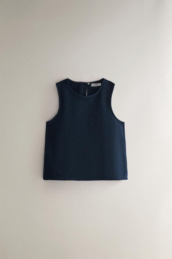 COTTON TERRY BEACH TOP - Navy blue | ZARA Hungary / Magyarország
