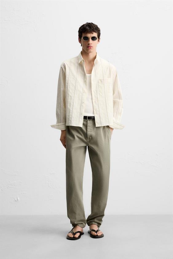 CONTRAST STRIPE SHIRT - Oyster-white | ZARA Turkey