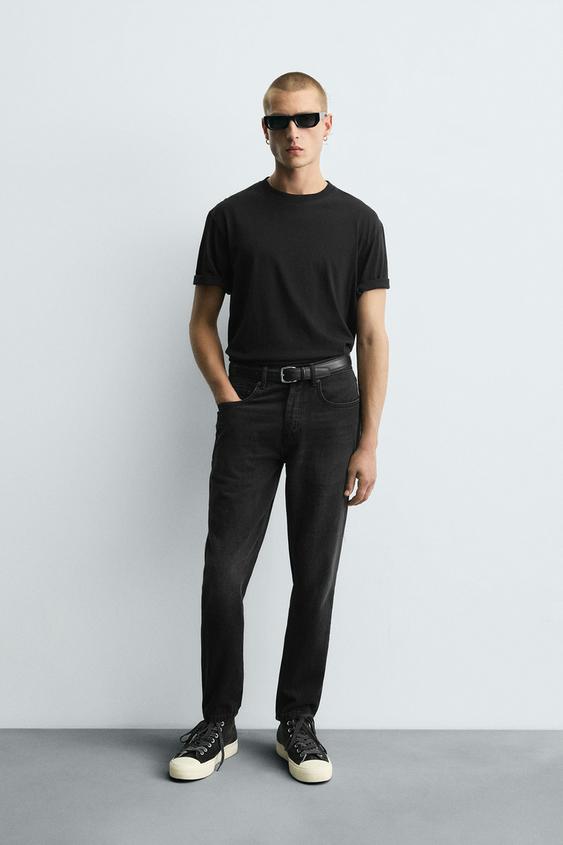 JEANS SLIM CROPPED FIT - Negru | ZARA România