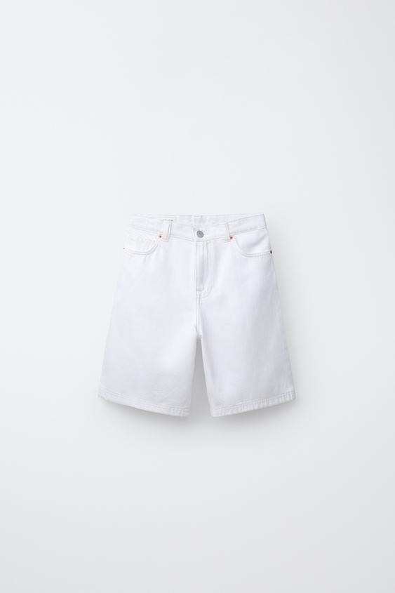 RELAXED BAGGY DENIM BERMUDA SHORTS - Oyster-white | ZARA United Kingdom