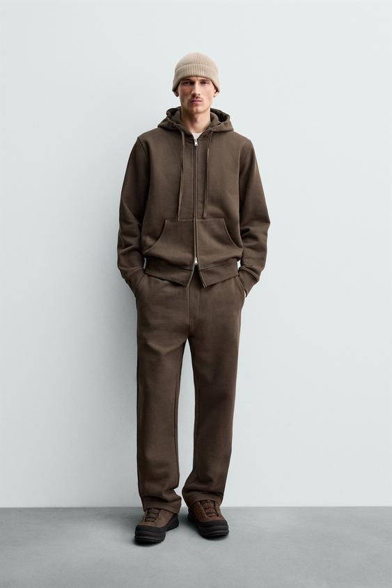 HEAVYWEIGHT HOODED ZIP SWEATSHIRT - Chocolate | ZARA United States