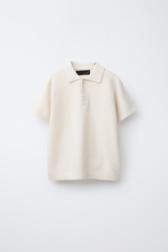 BASIC KNIT POLO SHIRT - Oyster-white | ZARA UAE - Dubai/Sharjah/Ajman/UAQ/Fujairah