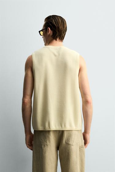 GILET EN MAILLE STRUCTURÉ - Beige clair | ZARA France