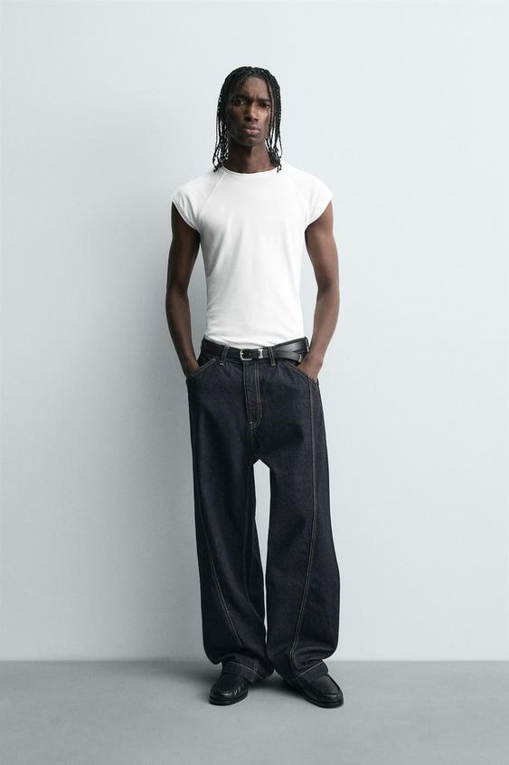 BAGGY FIT JEANS WITH TWISTED SEAM - Blue | ZARA Turkey