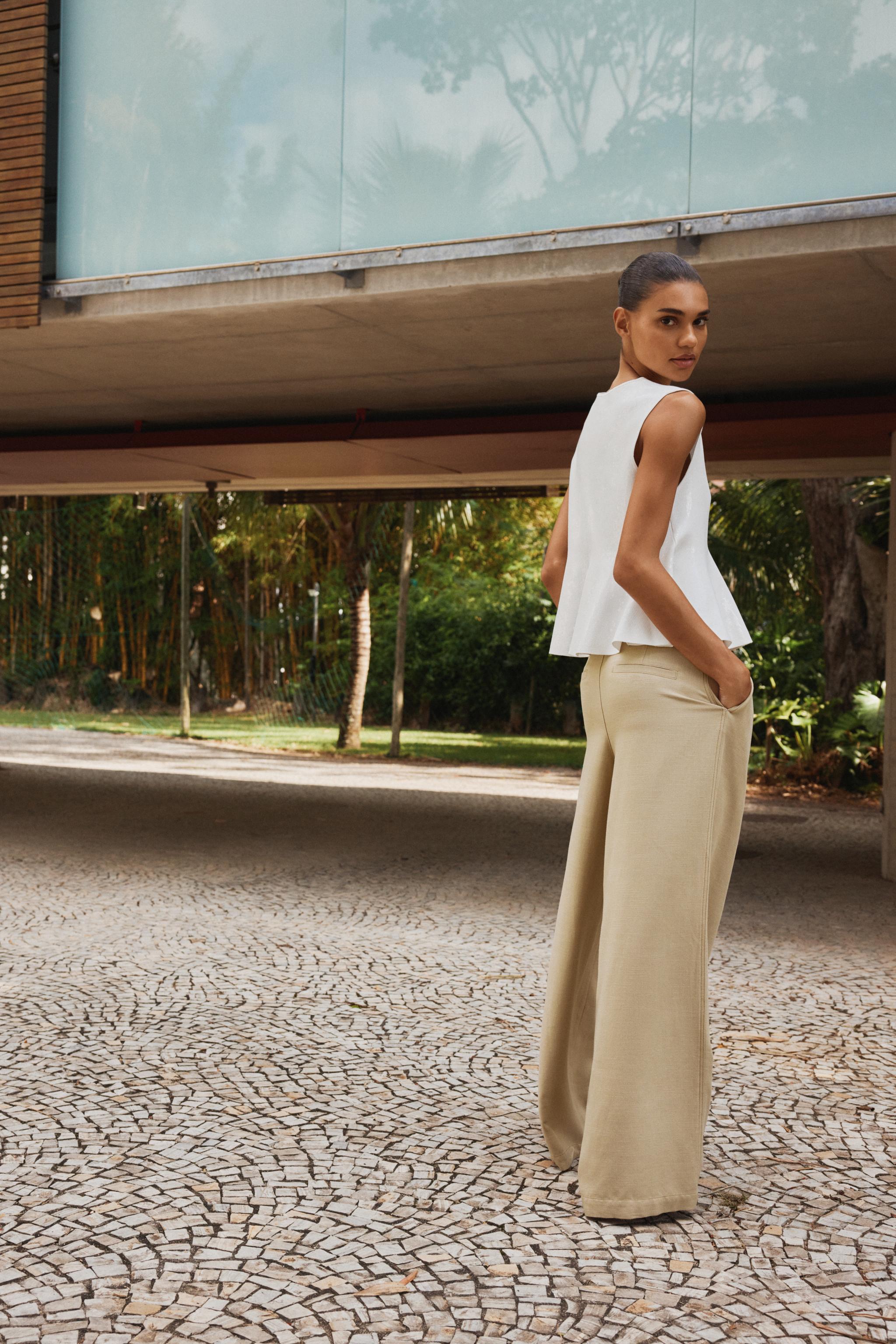 RUSTIC WIDE LEG PANTS - Mid-camel | ZARA United States RUSTIC WIDE LEG PANTS - Mid-camel | ZARA United States