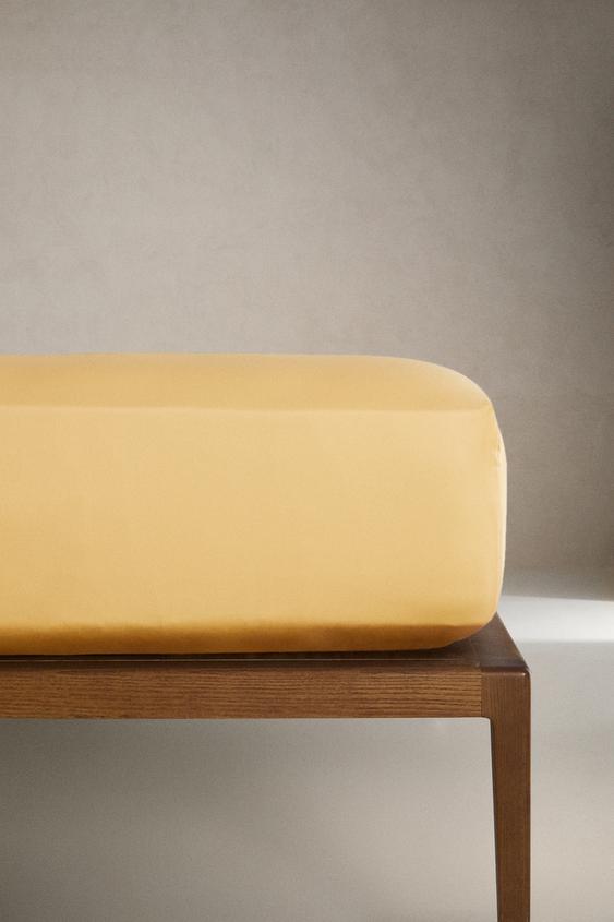 SATEEN FITTED SHEET | 40 CM HIGH (300 THREAD COUNT) - Yellow | ZARA ...