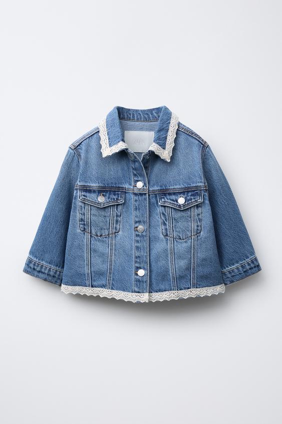 VESTE EN DENIM DENTELLE - Bleu | ZARA France