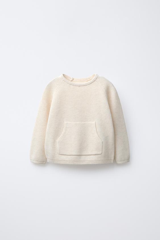 SUÉTER DE TRICÔ COM BOLSO - Bege-claro | ZARA Brasil