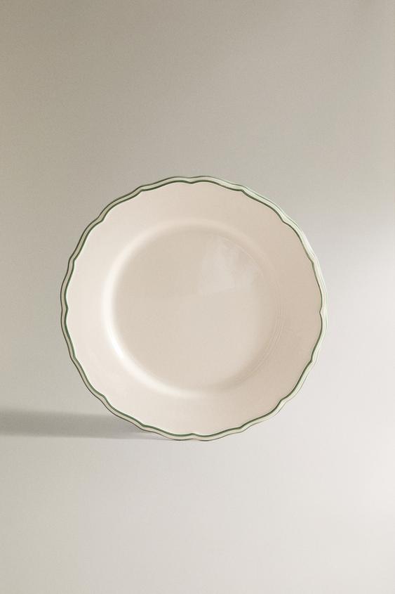 DINNER PLATE WITH GREEN RIM - Green | ZARA United Kingdom