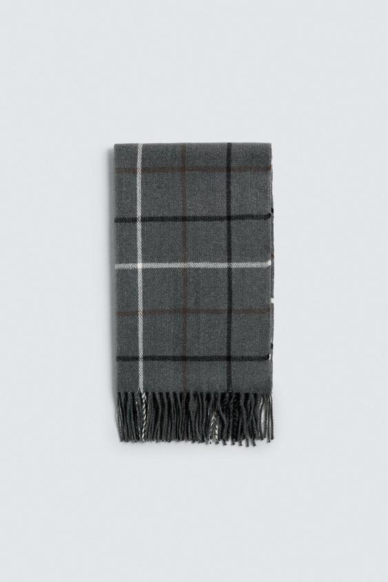 CHECK SCARF - Dark grey | ZARA Australia
