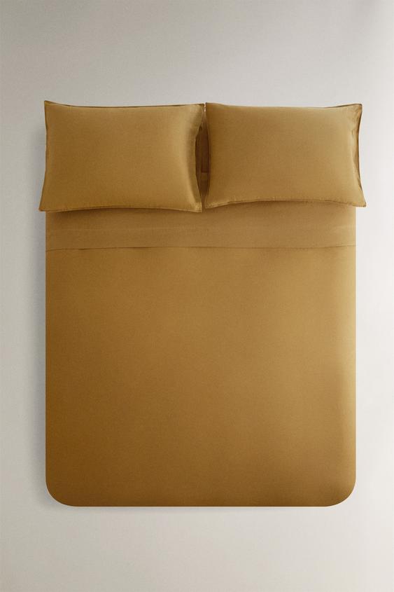 FUNDA DE DUVET LINO EFECTO DESGASTADO (140 GxM²) - Mostaza | ZARA Mexico