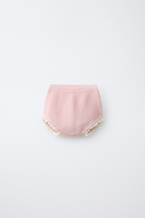 KNIT BRIEFS WITH CONTRAST LACE - Pastel pink | ZARA UAE - Dubai/Sharjah ...