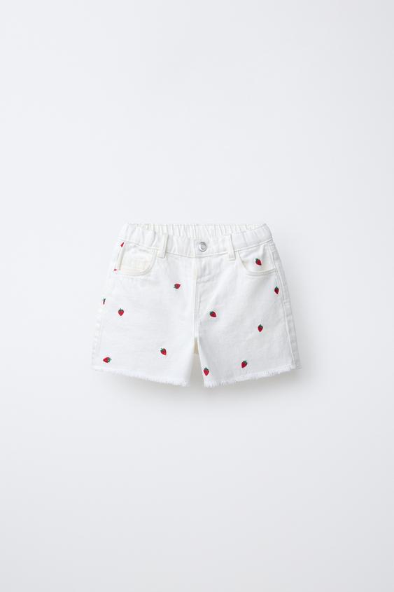 TWILLSHORTS MOM FIT BRODERADE JORDGUBBAR CASA LAWA X ZARA KIDS ...