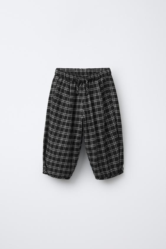 PANTALONI BAGGY ÎN CAROURI - Negru | ZARA România