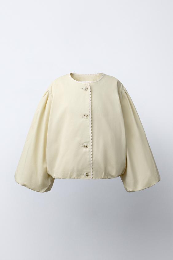 LACE TRIM JACKET - Butter | ZARA Turkey