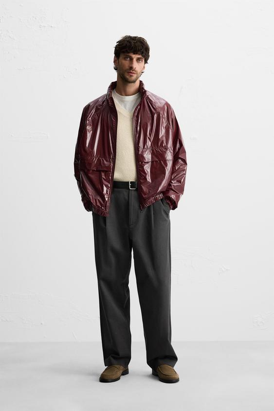 TECHNICAL JACKET WITH A SHINY FINISH - Dark red | ZARA New Zealand
