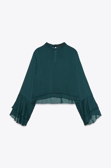 RUFFLED SHIRT - Dark green | ZARA South Africa
