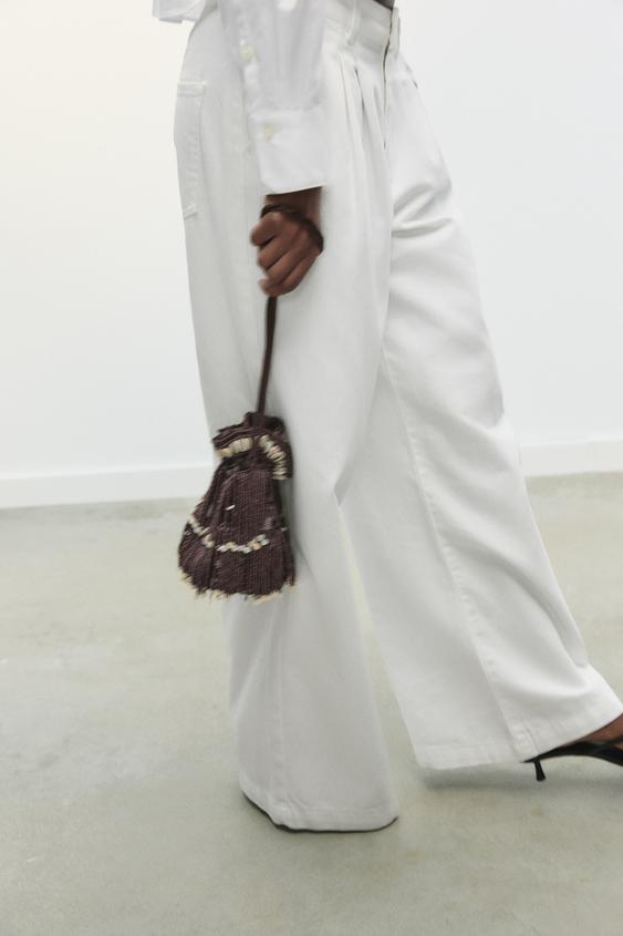 GLITTERY MINI BUCKET BAG WITH SHELLS - Chocolate | ZARA Turkey