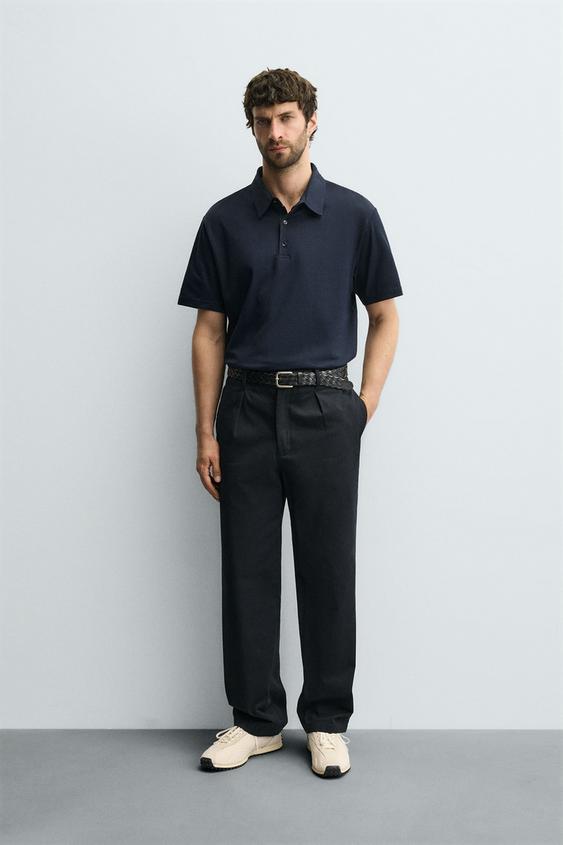 MERCERIZED FINISH POLO SHIRT - Navy blue | ZARA Canada