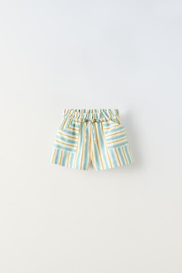 SHORT À RAYURES AVEC FANTAISIES - Bleu clair | ZARA France