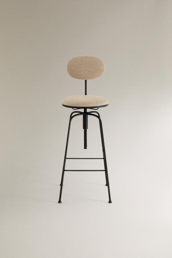 SWIVEL BAR STOOL WITH BACKREST - Black / Ecru | ZARA Canada