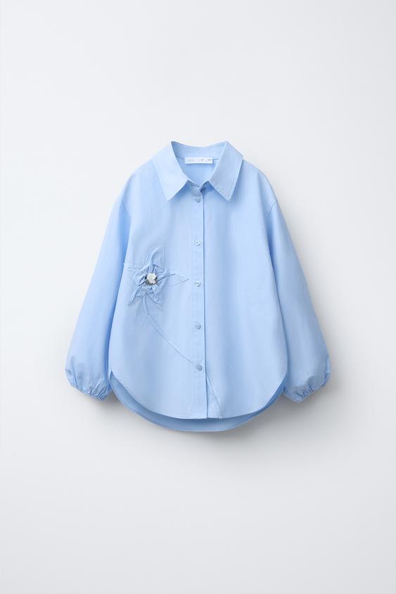 フラワー柄シャツ - ミディアムブルー | ZARA Japan / 日本