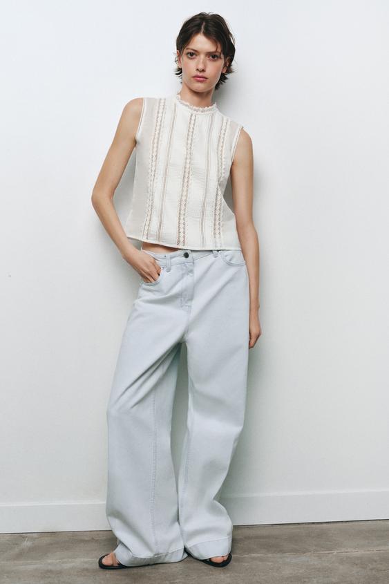 ROMANTIC EMBROIDERED BLOUSE ZW COLLECTION - Ecru | ZARA Australia