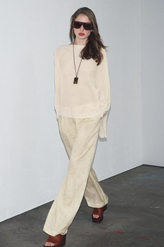 QUẦN XẾP LI ZW COLLECTION - Kem | ZARA Vietnam