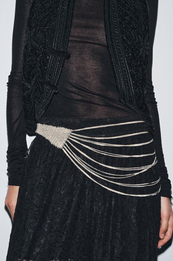 BELT WITH COMBINED LINKS AND RINGS - Silver | ZARA Singapore