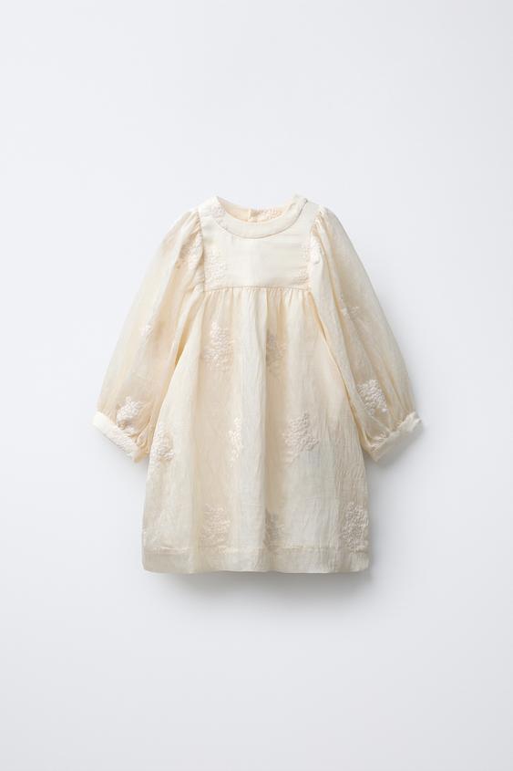 ROCHIE CU FLORI BRODATE - Ecru | ZARA România