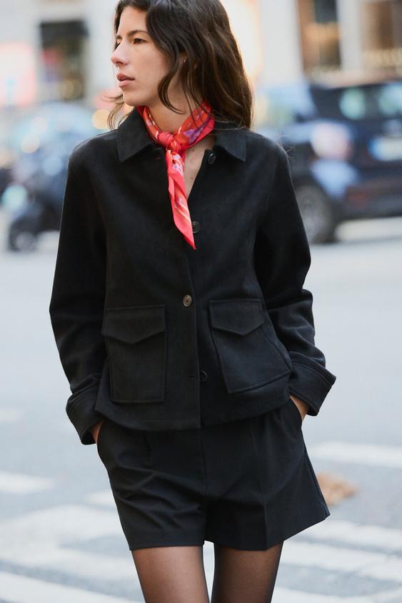Veste Effet Daim Noir Zara Suisse Switzerland