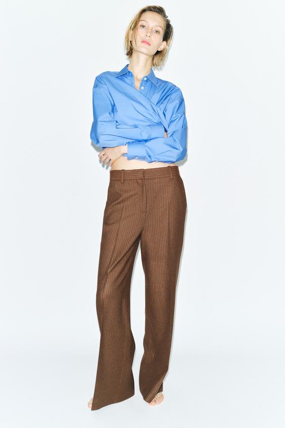 Zw Collection Manteco Wool Wide Leg Pants Ocher Zara United States