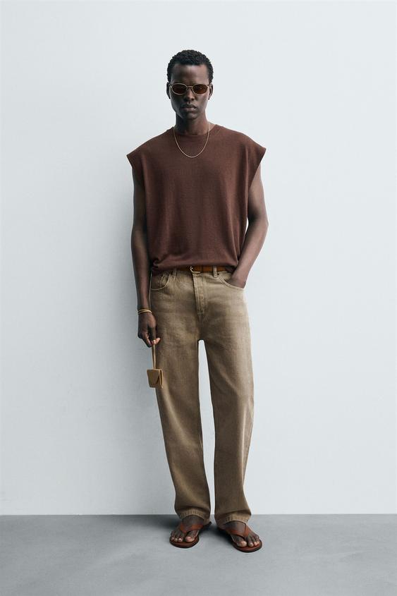 MAJICA BEZ RUKAVA ŠIROKOG KROJA - Smeđa | ZARA Srbija / Serbia