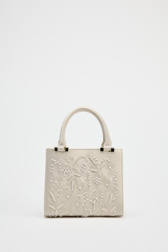 SATIN-EFFECT PEARL HANDBAG - Ecru | ZARA UAE - Dubai/Sharjah/Ajman/UAQ ...