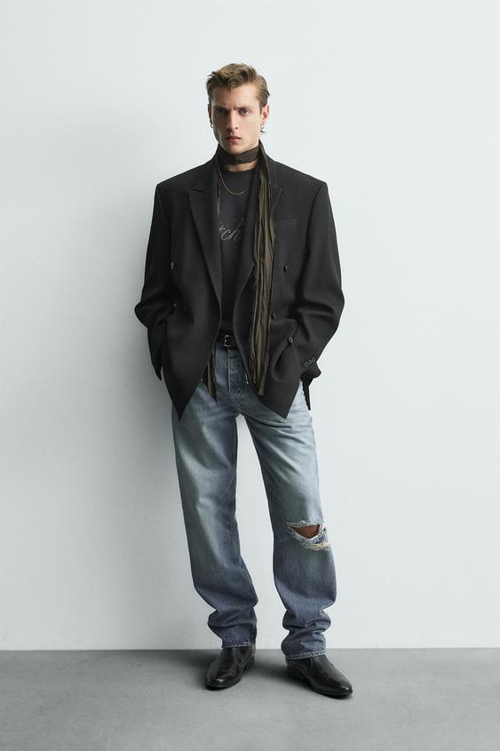 BLAZER CRUZADA TRAJE RAYA DIPLOMÁTICA LIMITED EDITION - Negro | ZARA España