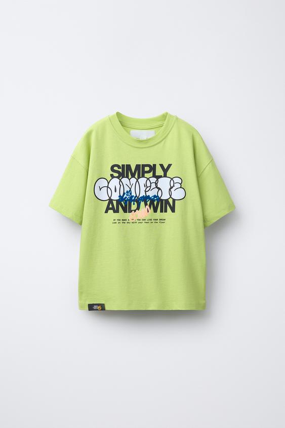 T-SHIRT MIT GRAFFITI-FLOCK-PRINT - Grün | ZARA Österreich / Austria