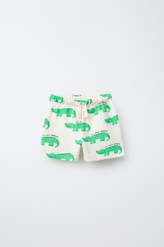 CROCODILE PRINT STRAIGHT BERMUDA SHORTS - Ecru | ZARA Australia